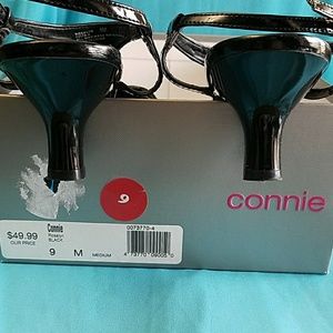 Shoes | Connie Black Patent Leather Strappy Heels | Poshmark